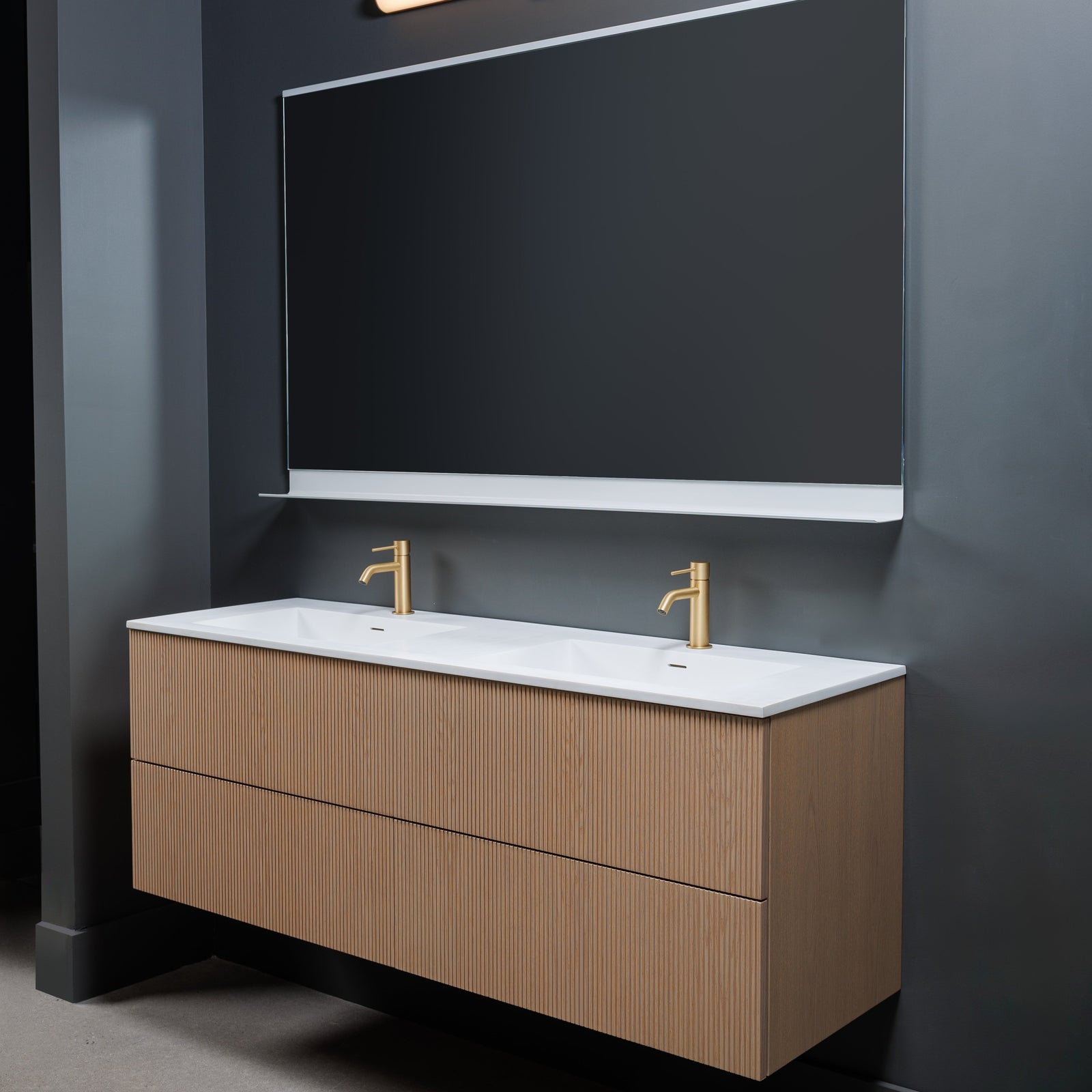 59" Floating Modern Vanity with Fluted Drawers