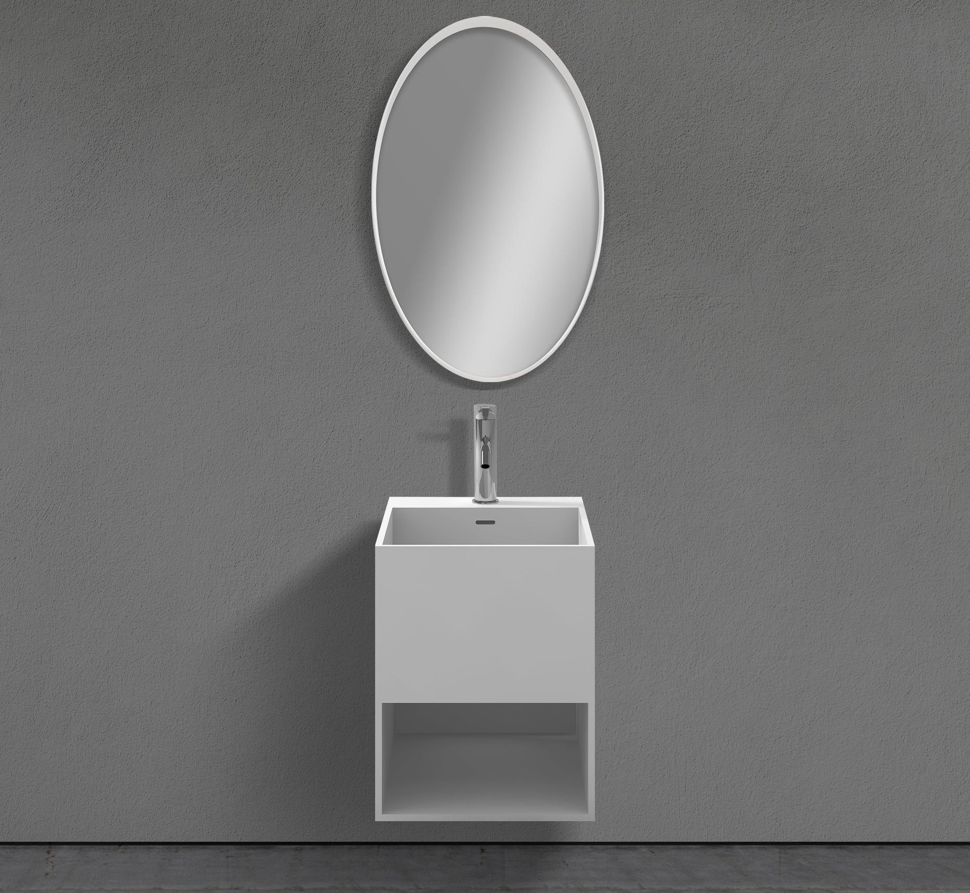 16" Wall-Mounted Square Solid Surface i-Stone Basin