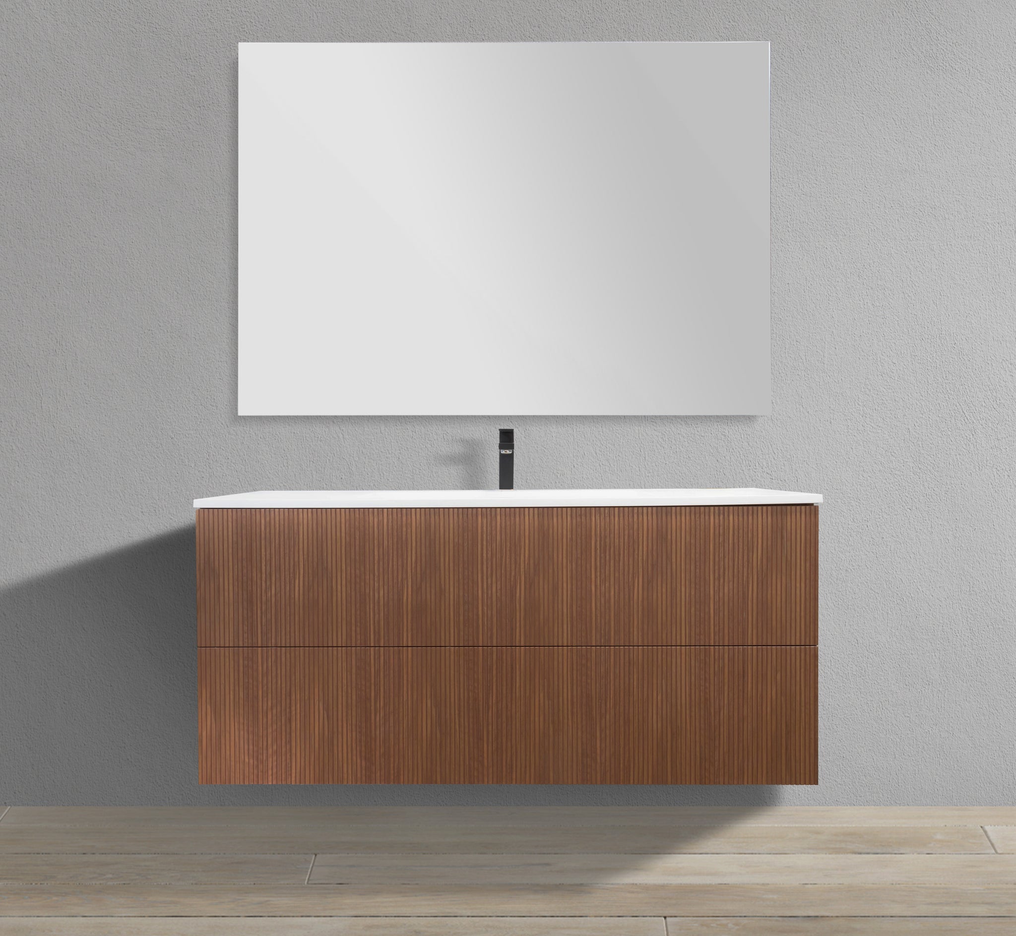 47" Floating Modern Vanity with Fluted Drawers