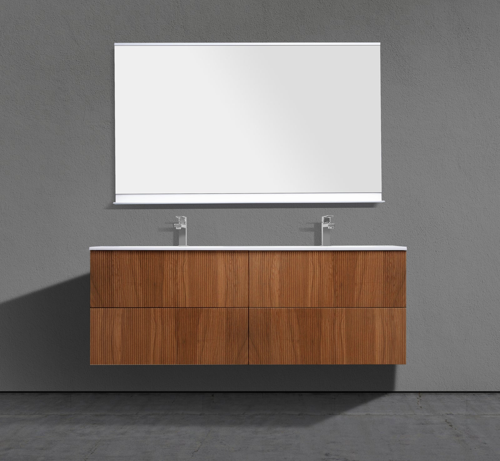 MC 1500CH - 59" Floating Modern Vanity with Fluted Drawers